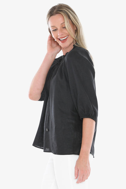 JUMP - Black Ruffle Neck Top - 596J3085A