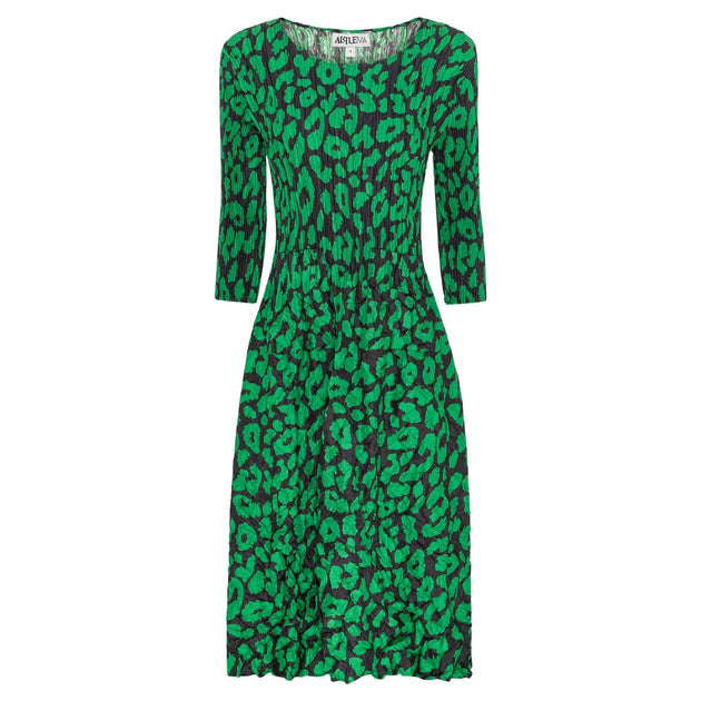 ALQUEMA - Emerald Leopard 3/4 Sleeve Smash Pocket Dress - ADC544